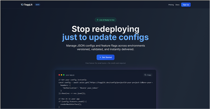ToggLit | Lean Config Management for Developers
